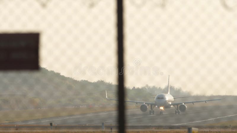 Jet Plane in Backlight on the Runway Stock Footage - Video of backlight ...