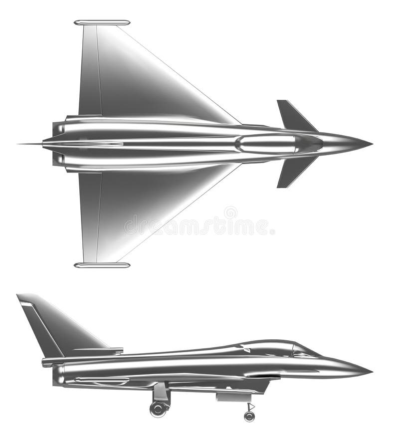 Jet Plane Chrome Isolated on White 3d Rendering Stock Illustration ...