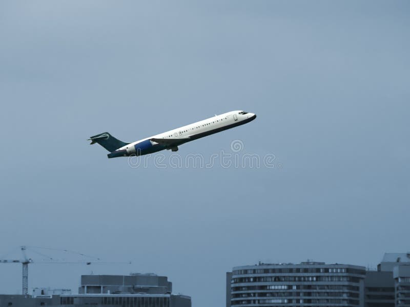 Jet Plane in Flight - Take Off from Airport Stock Image - Image of ...