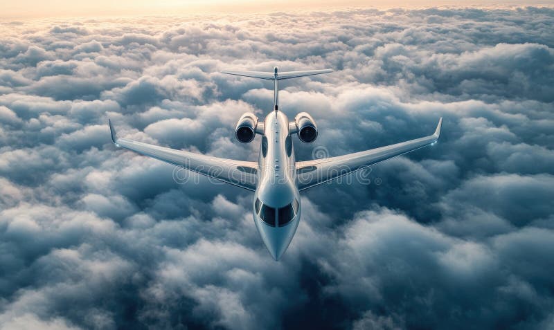 A Jet Plane is Flying through a Cloudy Sky Stock Image - Image of ...