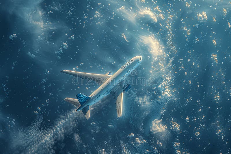 A Jet Plane Flying in the Sky, in the Style of Sunprint, White and ...