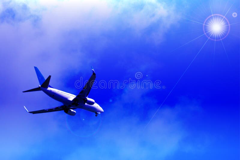 Jet Plane with Shiny Blue Sky Stock Image - Image of atmosphere ...
