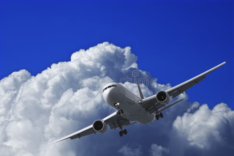 Jet plane in a sky stock photo. Image of serenity, landing - 18244928