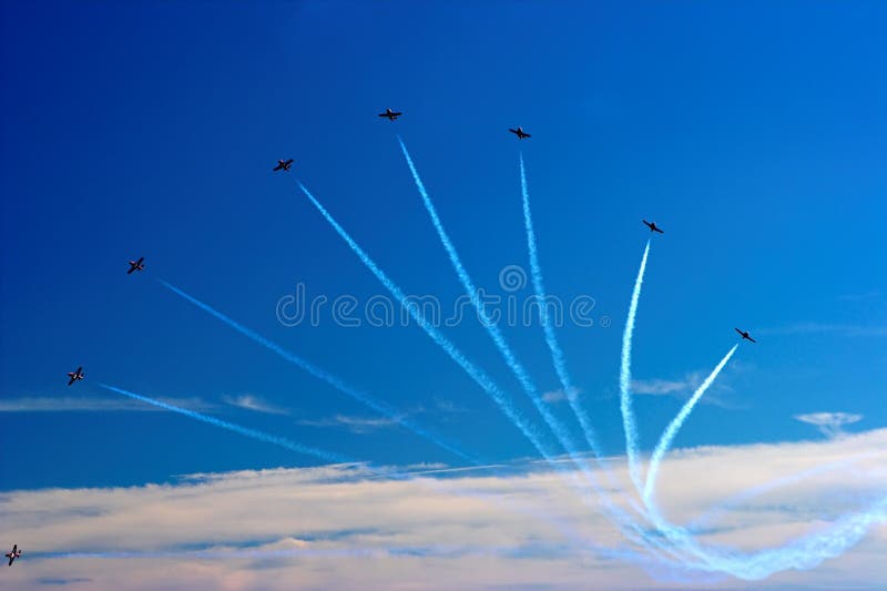 Jet Plane trail fan stock image. Image of aeroplane, danger - 1666327