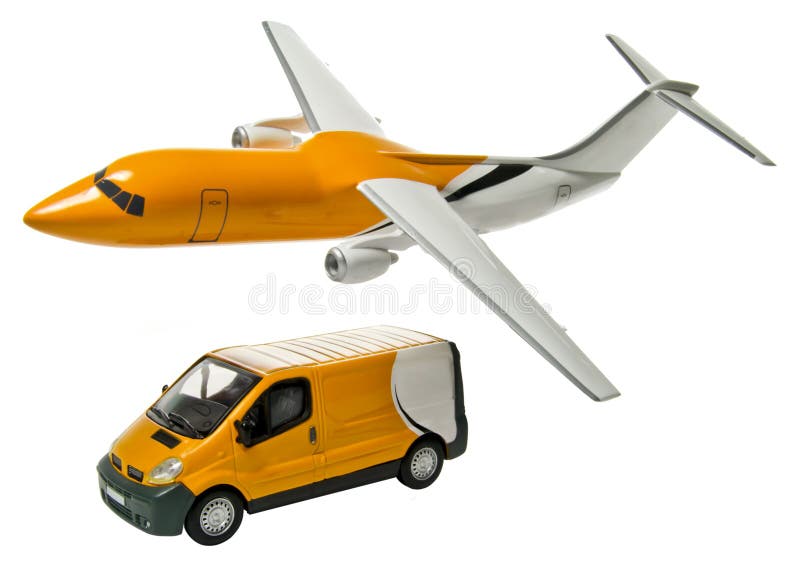 Jet plane and van stock illustration. Illustration of delivery - 15658673