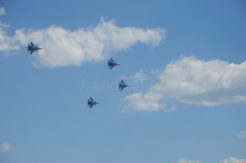 Jet Planes Show Aerobatics at Air Show Stock Photo - Image of russia ...