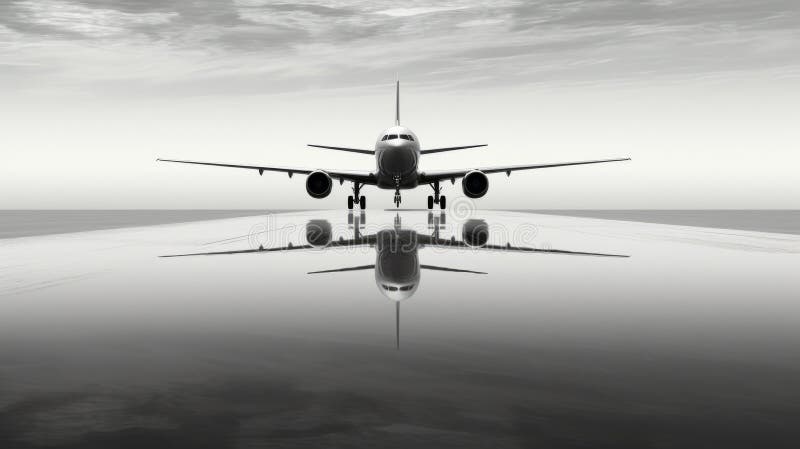 Monochromatic Reflection: a Captivating Aviation Airplane Photo Stock ...