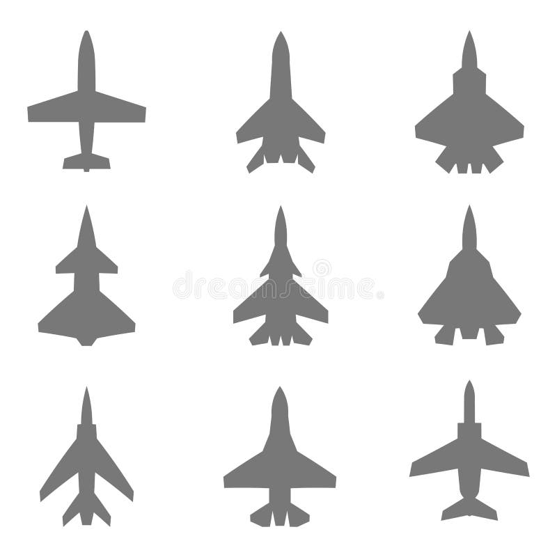 Jet silhouettes set stock vector. Illustration of bomber - 72348622