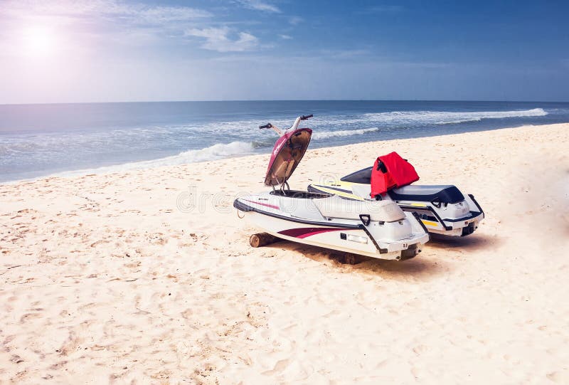 Jet ski on the beach stock photo. Image of fast, scooter - 108451326