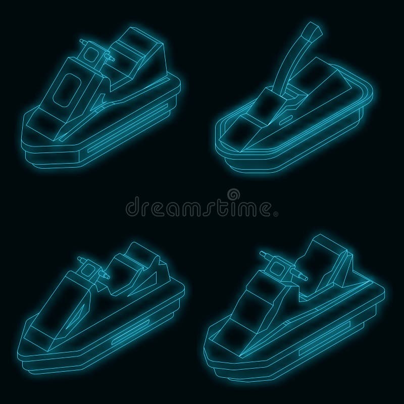 Jet Ski Icons Set Vector Neon Stock Vector - Illustration of race ...