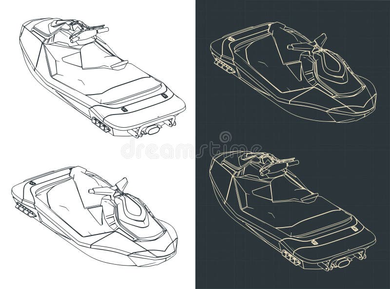 Jet Ski Isometric Technical Drawings Stock Vector - Illustration of ...