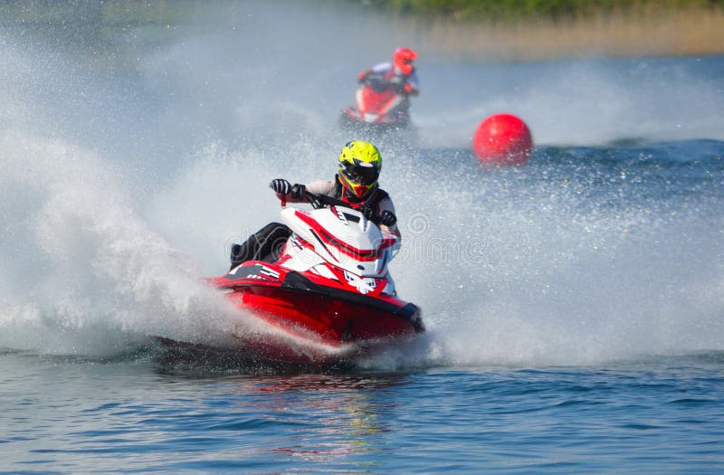Jet Ski Racers Moving at Speed Creating a Lot of Spray Editorial Photo ...
