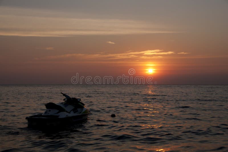 Jet Ski Silhouette in Sunset. Stock Photo - Image of evening, heaven ...