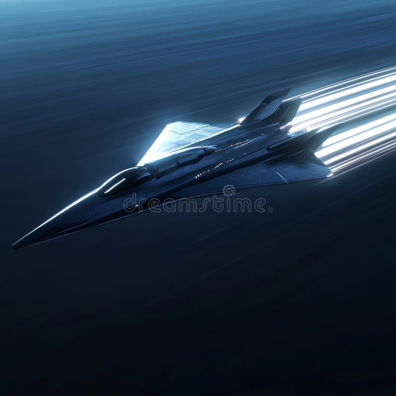A Jet Soaring Past the Sound Barrier Under a Dramatic Night Sky. Stock ...