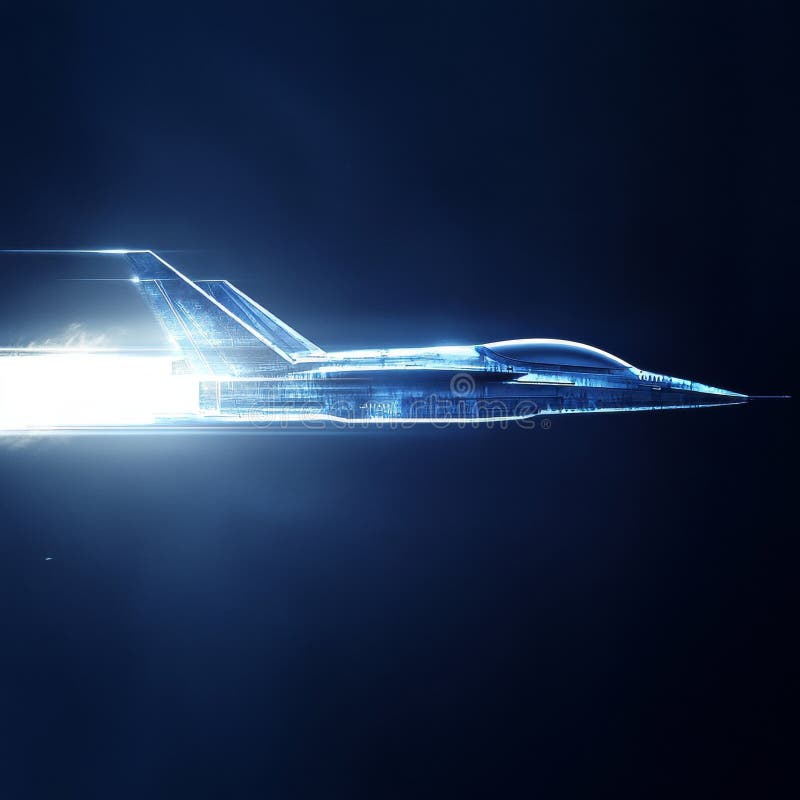 A Jet Soaring through the Sound Barrier in a Vivid Night Sky Scene ...