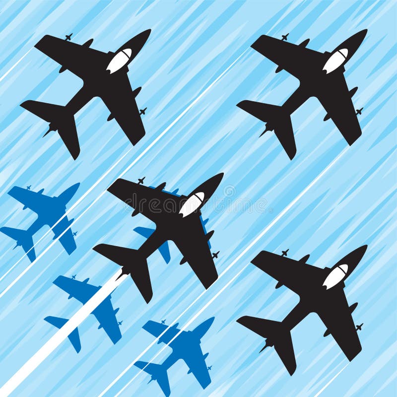 Jet squadron stock vector. Illustration of airplane, formation - 91347605