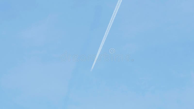 Jet Stream of Airplane Going in Blue Sky Stock Footage - Video of ...
