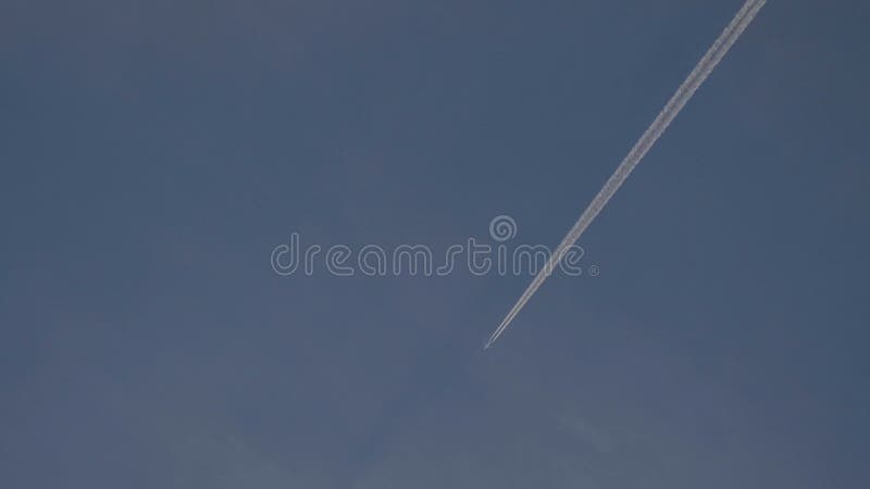 Jet Stream of Airplane Going in Blue Sky Stock Footage - Video of ...