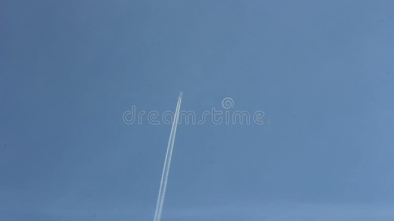 Jet Stream of Airplane Going in Blue Sky Stock Footage - Video of ...