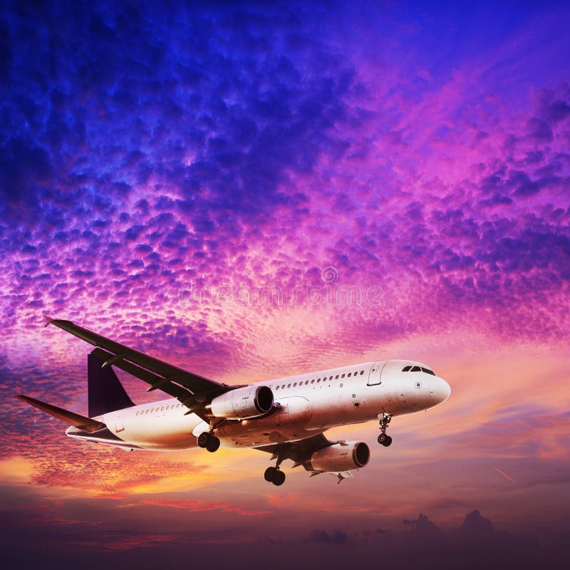 Jet in a sunset sky stock image. Image of passenger, flight - 30659001