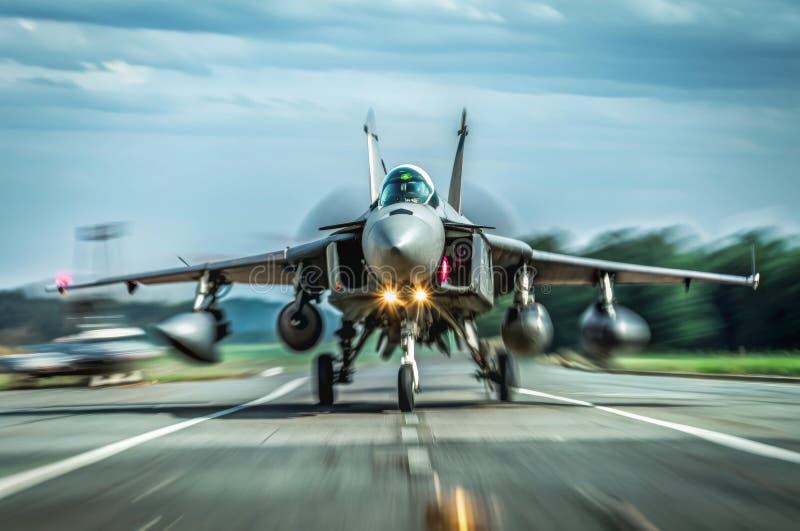 A Jet is Taking Off from the Runway Stock Illustration - Illustration ...