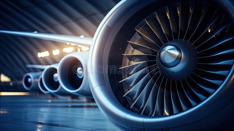 Turbine Jet Engine Blueprint in Hologram Projectors with HUD Interface ...