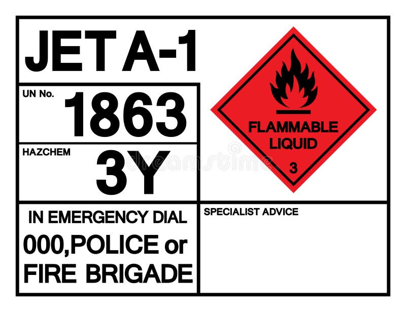 Jet a-1 UN1863 Symbol Sign, Vector Illustration, Isolate on White ...