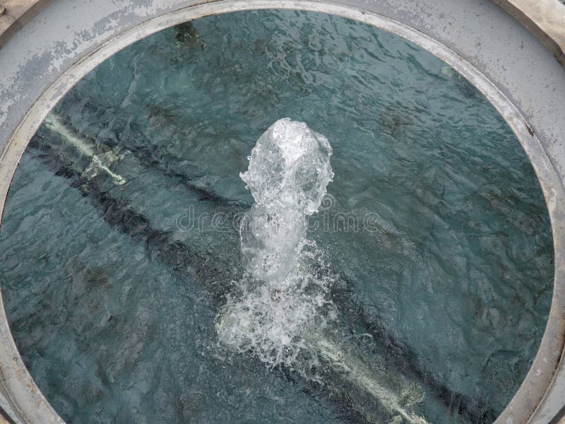 A Jet of Water in a Fountain. Top View of Fountain Water Flow. Loving ...