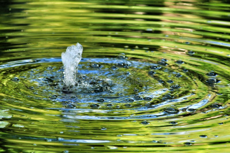 Jet of Water in a Pond Forming Waves Stock Image - Image of tender ...