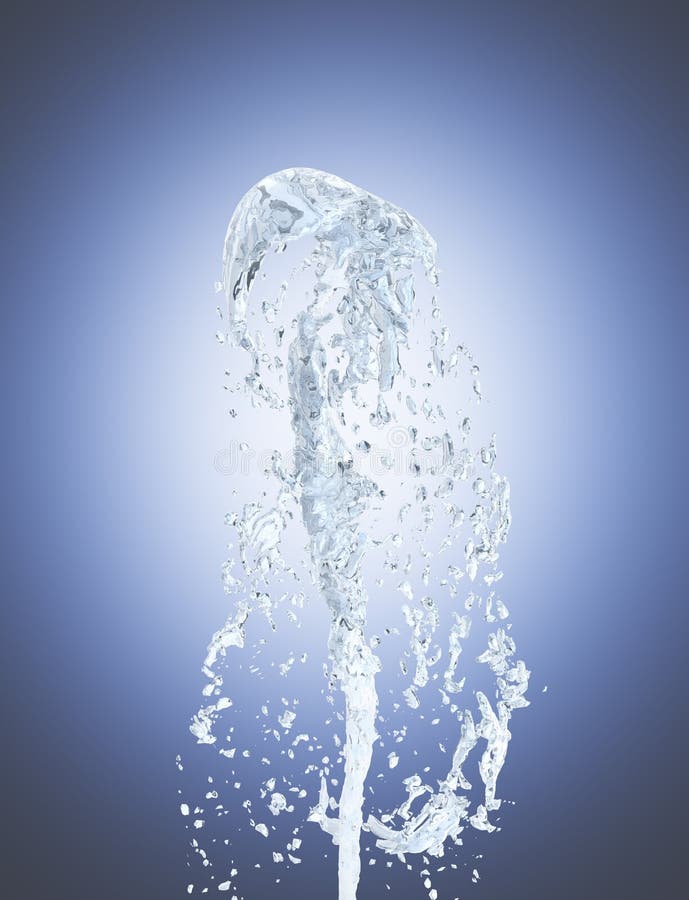 Jet of Water Upward Stream Isolated on Blue Gradeint Background 3d ...