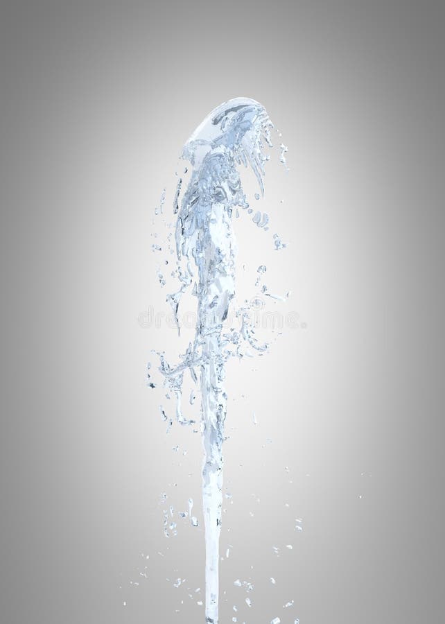 Jet of Water Upward Stream on White Background 3d Stock Illustration ...