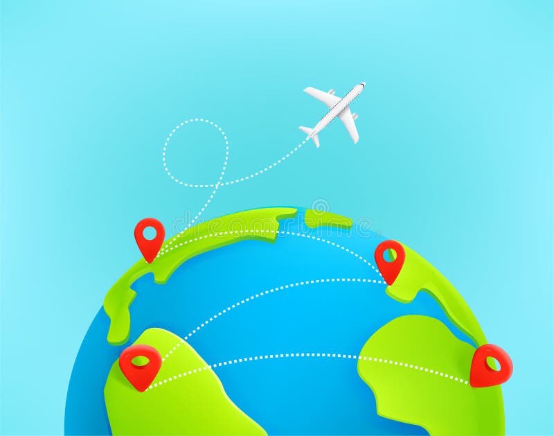 Jetliner Flight Trajectory from Country To Country Stock Vector ...