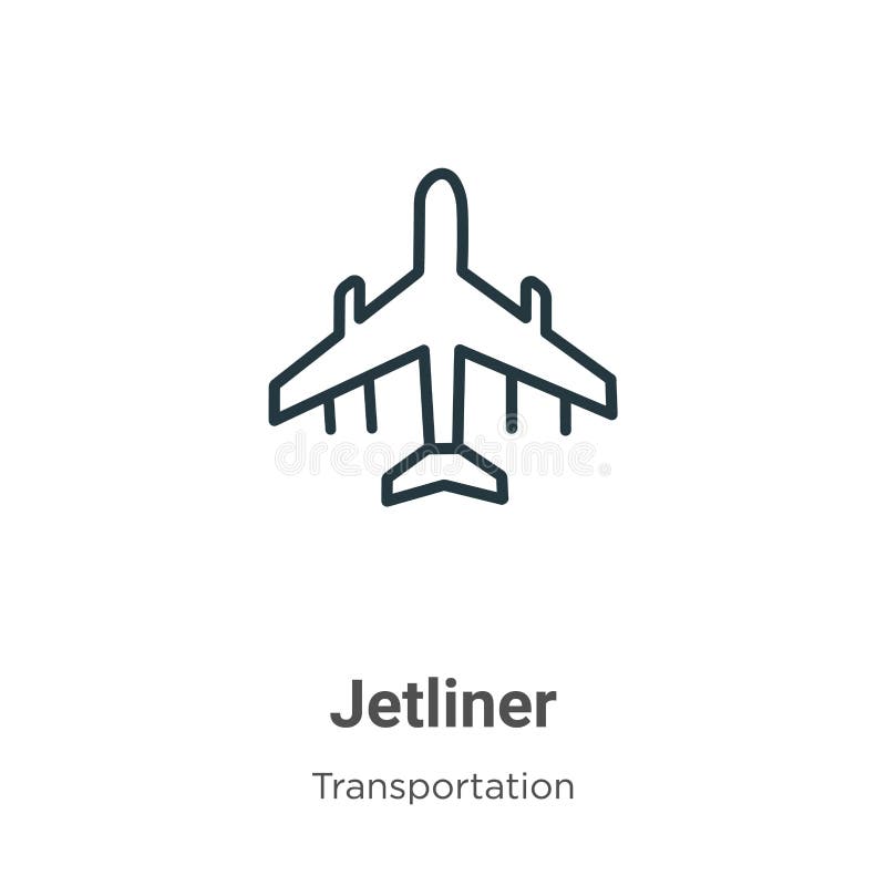 Jetliner Outline Vector Icon. Thin Line Black Jetliner Icon, Flat ...