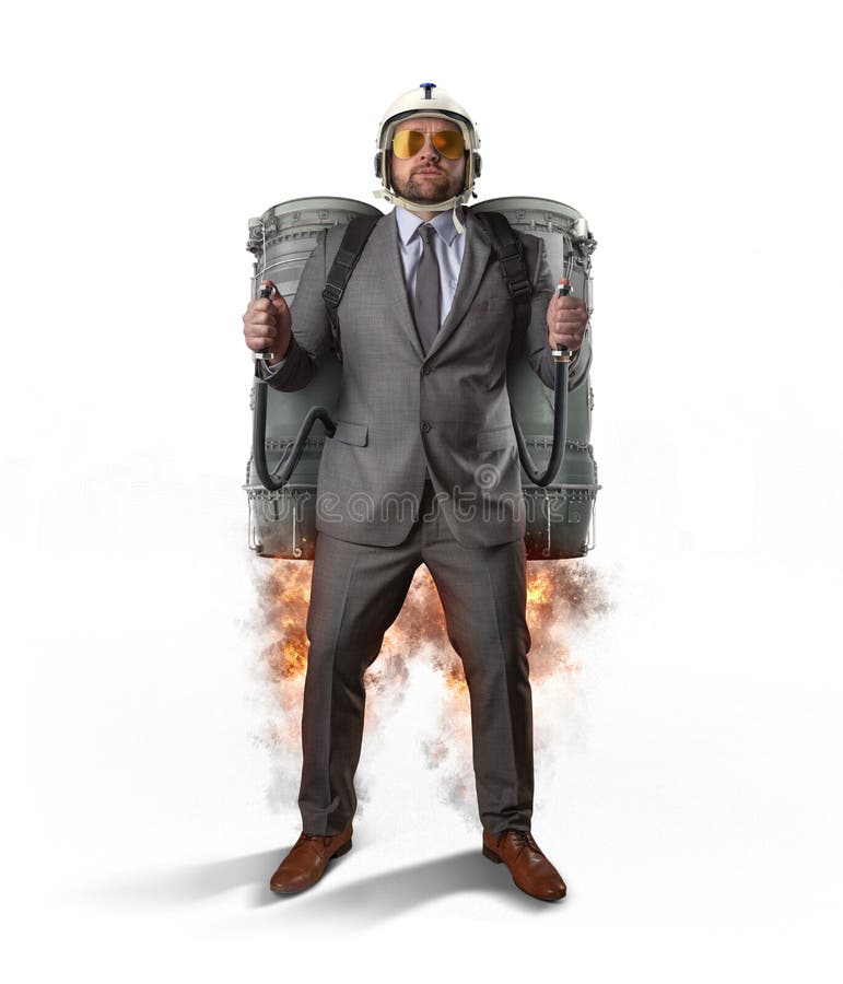 Jetpack Businessman Launching Stock Image - Image of corporate ...