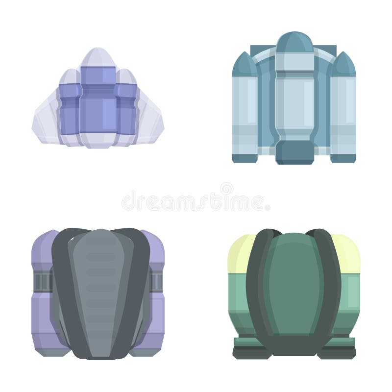 Jetpack Icons Set Cartoon Vector. Equipment for Personal Air Flight ...