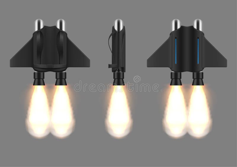 Jetpack Launching Fire Flame Futuristic Device for Flying Front Side ...