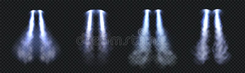 Jetpack Smoke Cloud Trail with Blue Fire Effect Stock Vector ...