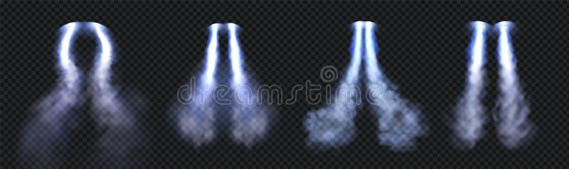 Jetpack Smoke Cloud Trail with Blue Fire Effect Stock Illustration ...