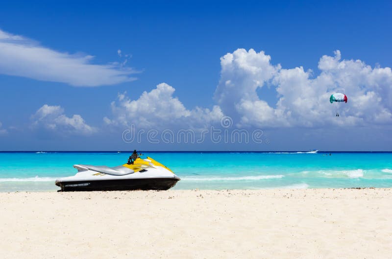 Jetski on the Beach of Holiday Season Stock Photo - Image of landscape ...