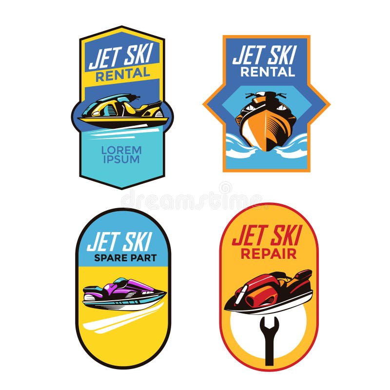 Set of Jet Ski Emblem for Rental and Service Stock Vector ...