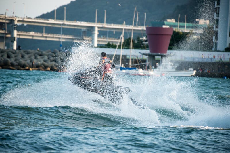 Jetski wave Jumping stock photo. Image of exciting, machine - 60253318