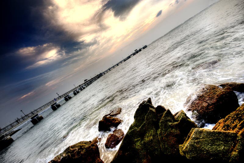 Jetty stock image. Image of skies, jetty, waves, rocks - 10993457