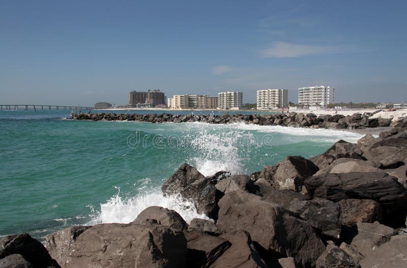 Jetty at Destin, Florida stock image. Image of units, buildings - 7872443