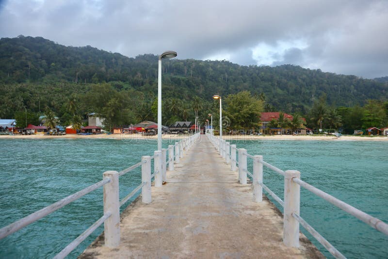 Jetty on Tioman Island, Malaysia Stock Image - Image of leading, resort ...