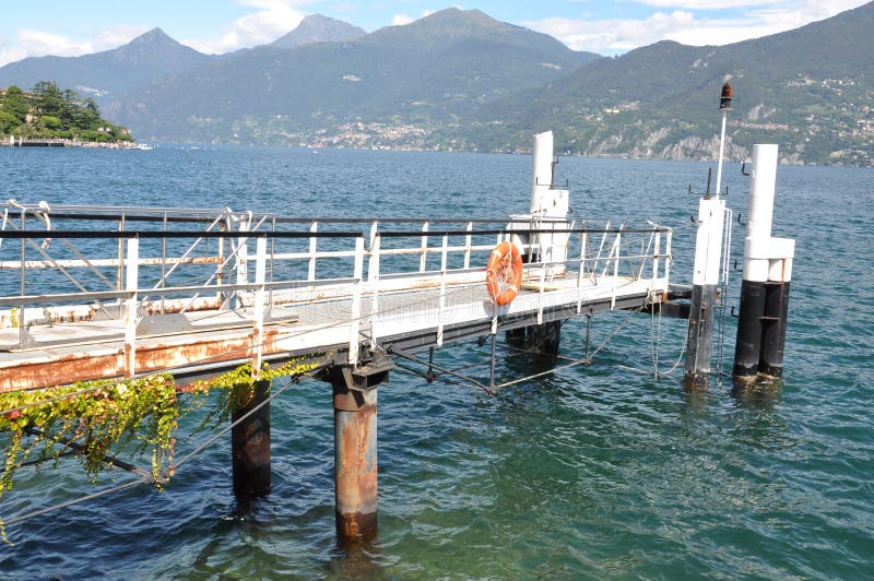 Jetty on lake Como stock image. Image of perspective - 79716075