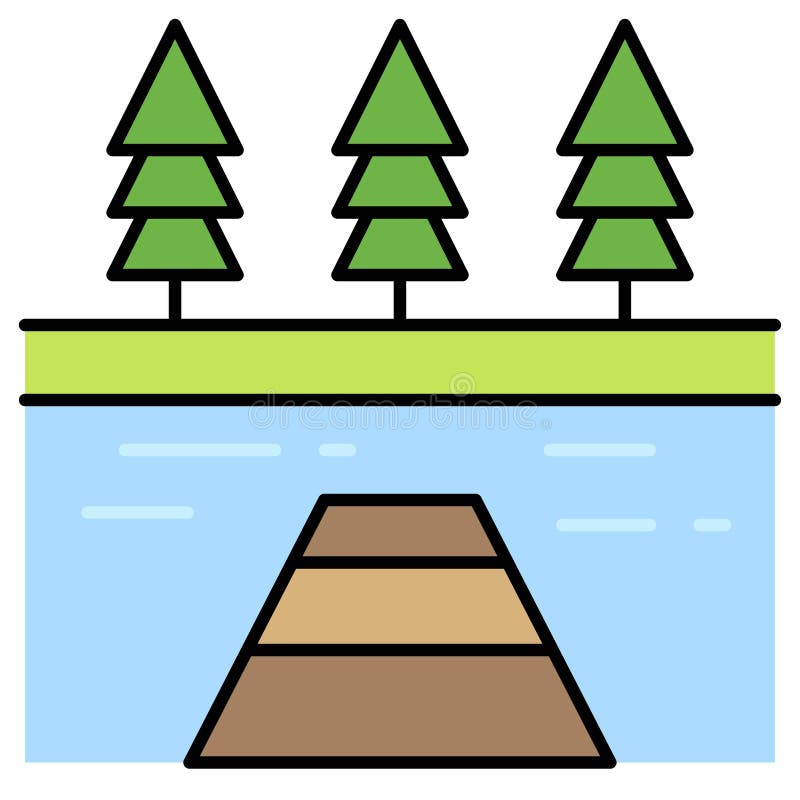 Jetty and Lake Icon, Summer Vacation Related Vector Stock Vector ...