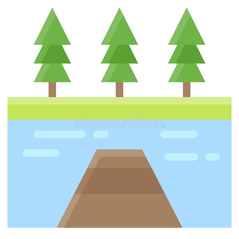 Jetty and Lake Icon, Summer Vacation Related Vector Stock Vector ...