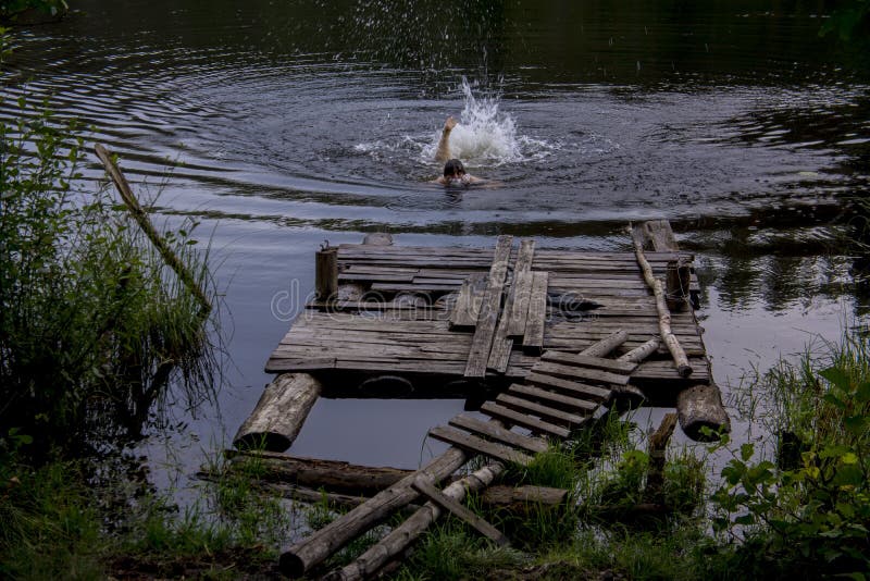 Jetty on the Lake, in Karelia Stock Image - Image of place, blue: 153780917