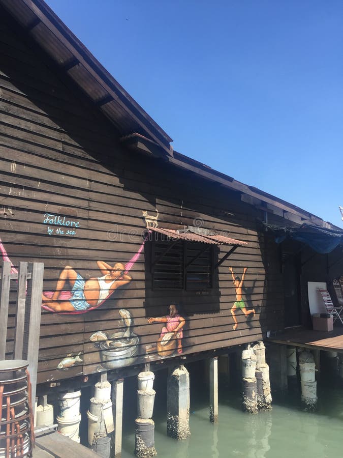 Jetty at Penang editorial stock photo. Image of folklore - 234035743