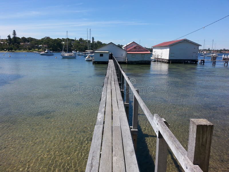 Jetty Pier To Boat House on the Swan River Lake Perth Western Australia ...
